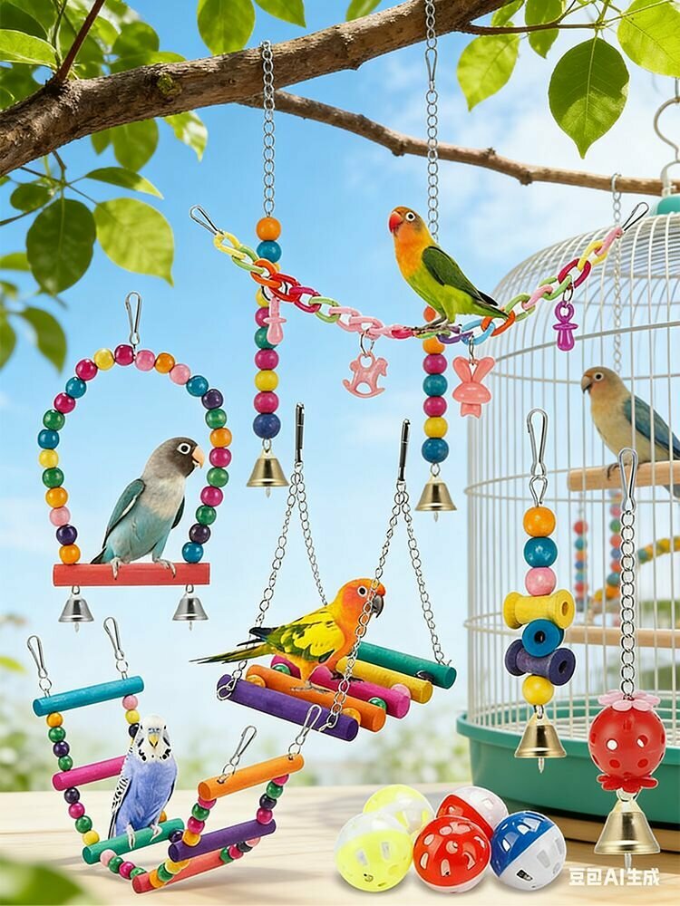 Набор из 11 игрушек-попугаев, для волнистых попугаев, корелл, неразлучников