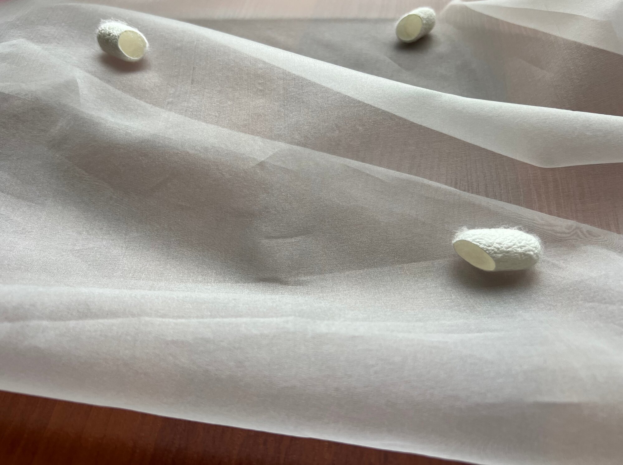 Шёлковая Органза белая, 100% Натуральный Шёлк, 6 Момми Ширина 114 См, Шёлковая Ткань Креп-сатин