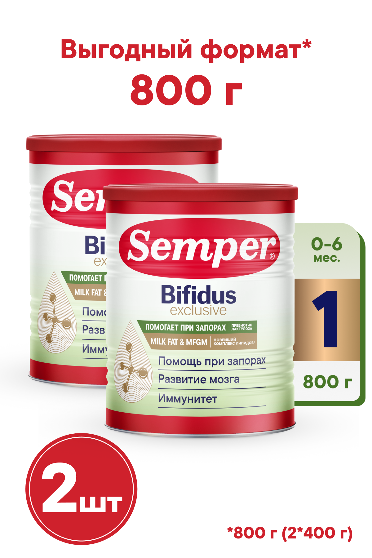 Semper молочная смесь "Сэмпер Бифидус Нутрадефенс 1" 400грх2