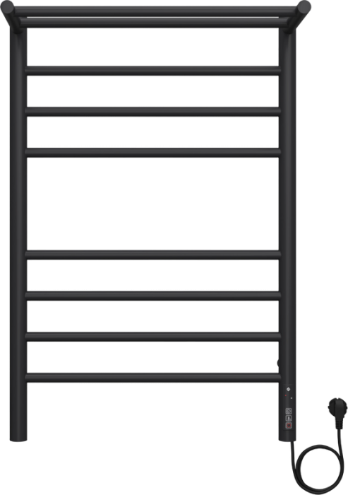 Полотенцесушитель электрический Terminus Аврора П8 500х800, с полкой, черный матовый