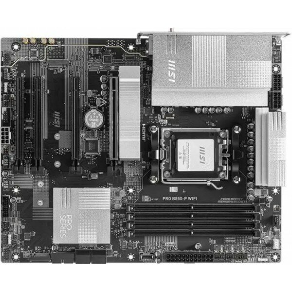 Материнская плата MSI PRO B850-P WIFI, AM5, AMD B850, 4xDDR5, 4xSATA, 3xM.2, 1xPCIe 5.0 x16, 1xPCIe 4.0 x4, 2xPCIe 3.0 x1, 1xHDMI, 1x5Gb LAN, Wi-Fi 7,
