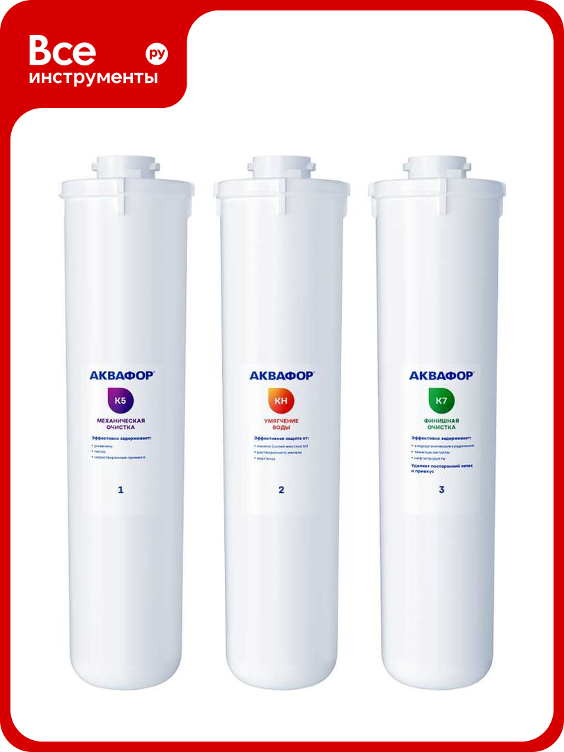 Комплект сменных фильтрующих модулей для очистки воды с триступенчатой фильтрацией, ионным обменом и сорбционной очисткой для улучшения качества питьевой воды