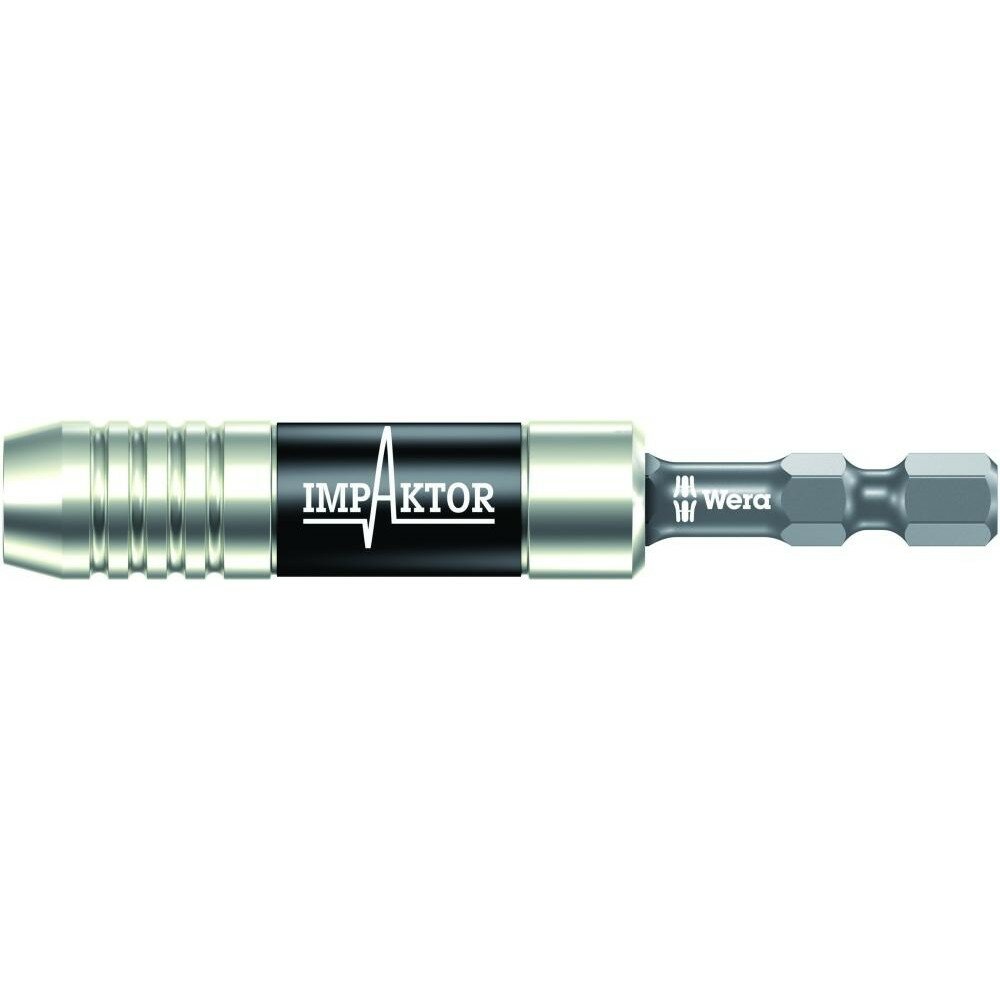 Битодержатель ударный Wera 897/4 IMP Impaktor, 1/4" E6.3, с пружинным стопорным кольцом и магнитом, 1/4" x 75 мм, WE-057675