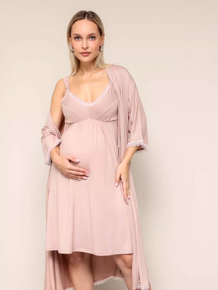 Халат с сорочкой для беременных и кормящих комплект в роддом