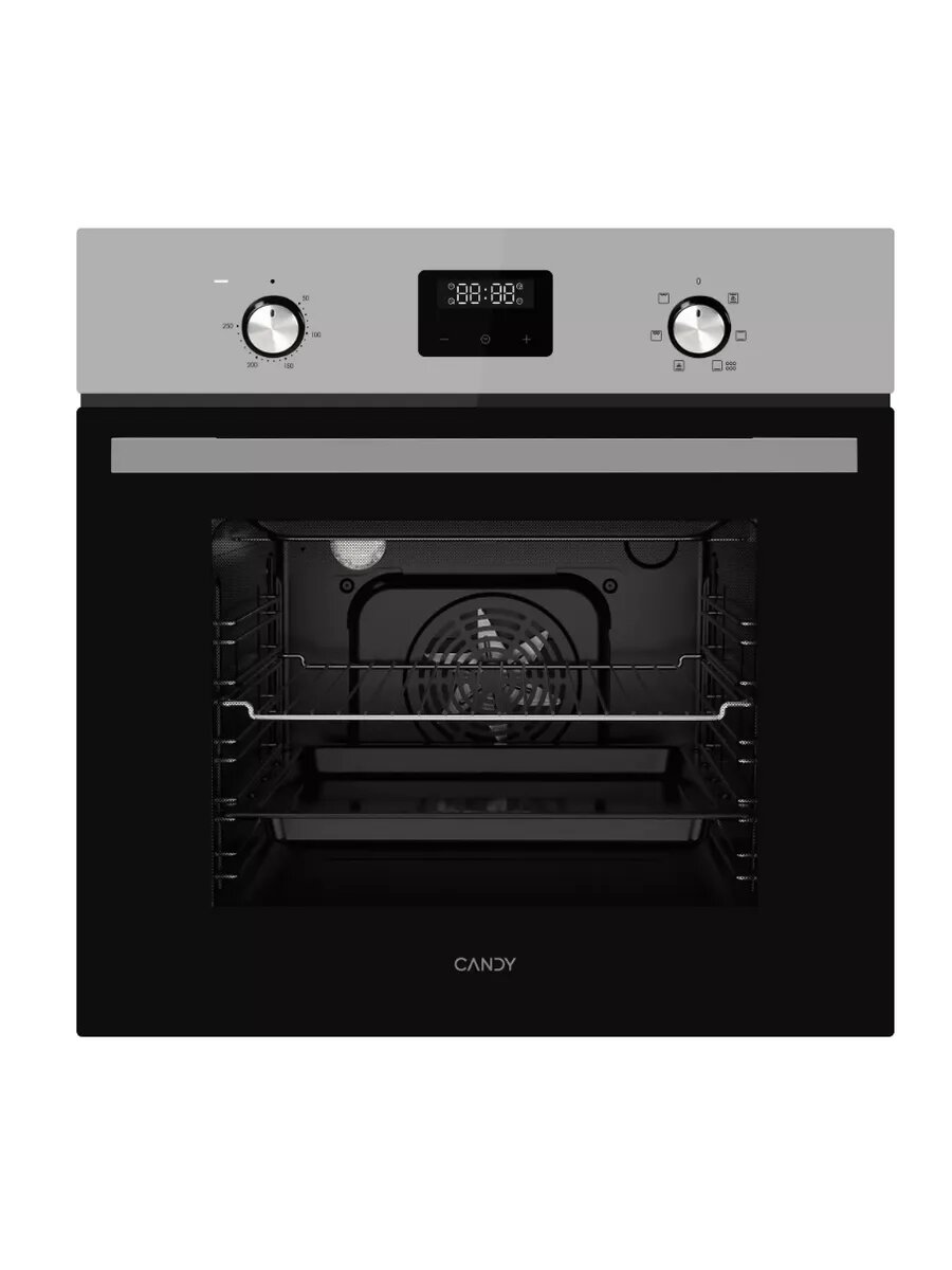 Духовой электрический шкаф Candy COXP06TBX серебристый, 62 л, 6 режимов, гриль/конвекция, дисплей, 250 °С, 2 кВт