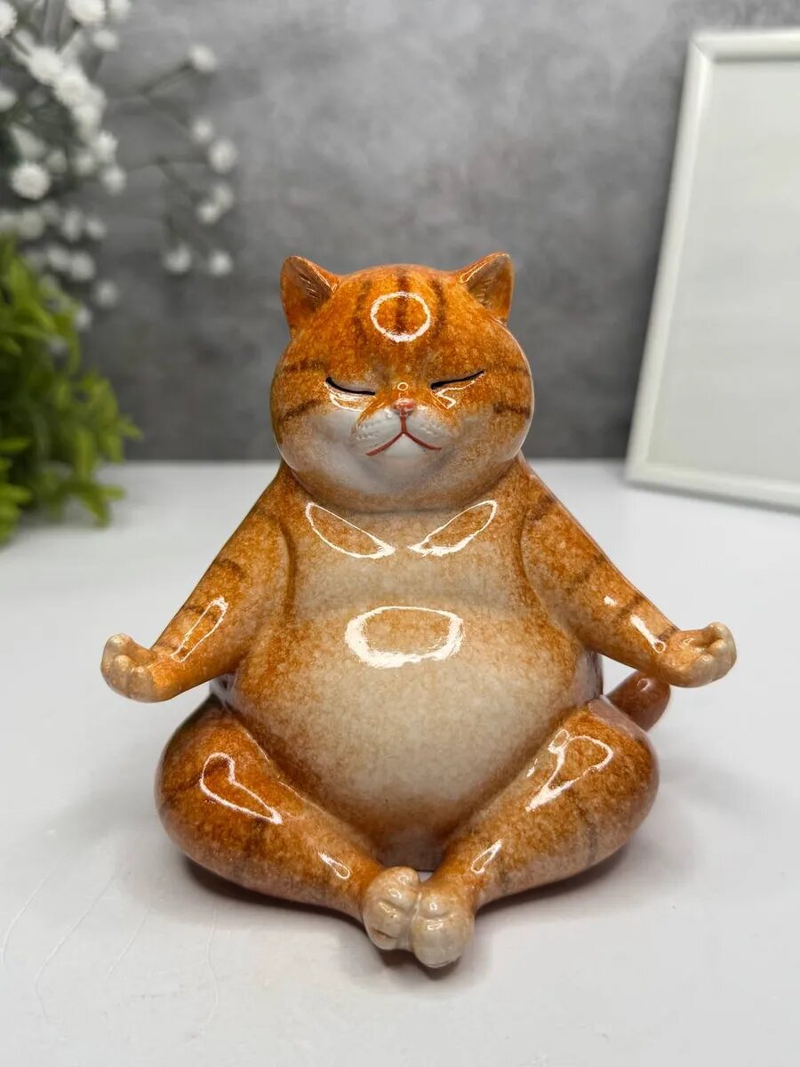 Фигурка декоративная, коллекционная "Кот-Йог", полистоун, 11 см