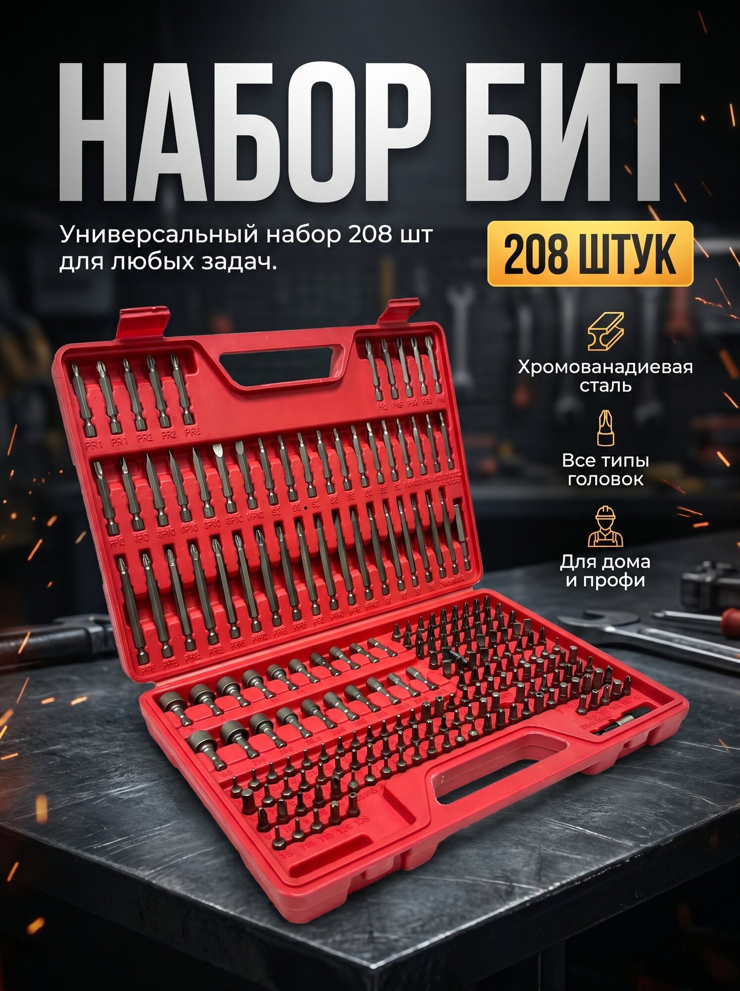 Набор бит в кейсе 208шт