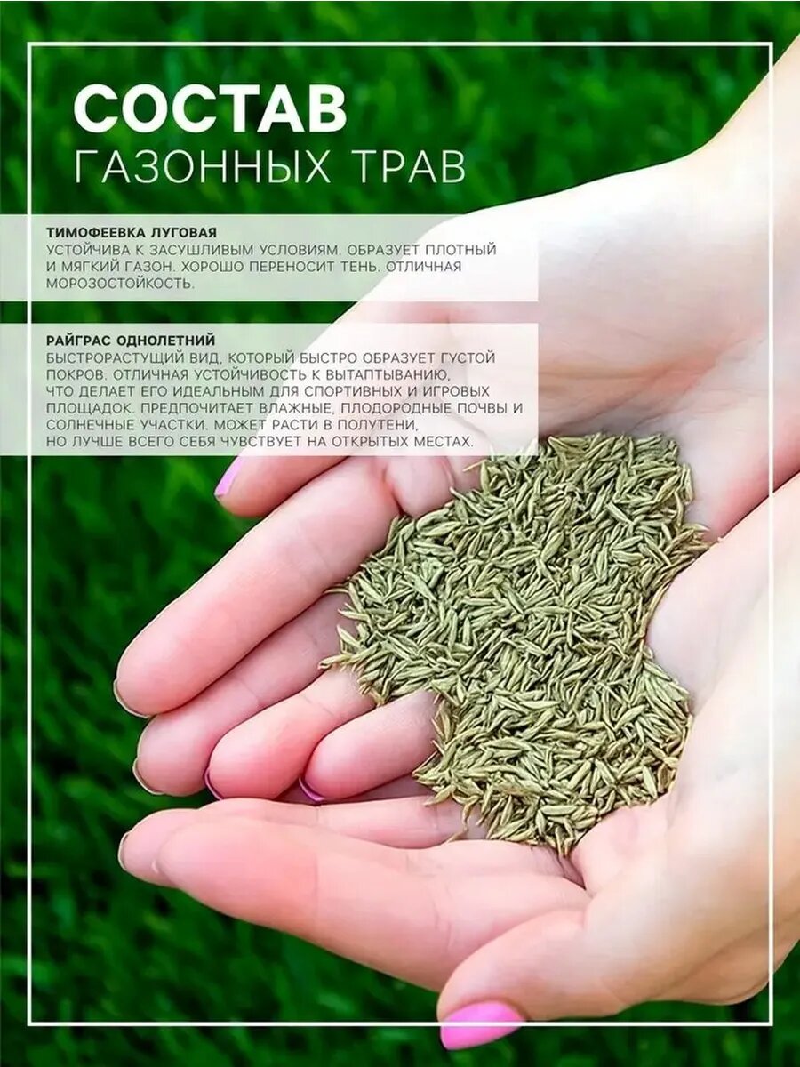 Газонные семена Быстрый Зеленый Лоск 1 кг