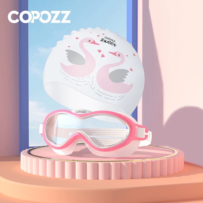 Детские очки для плавания COPOZZ с большой оправой для мальчиков и девочек, водонепроницаемые, с защитой от