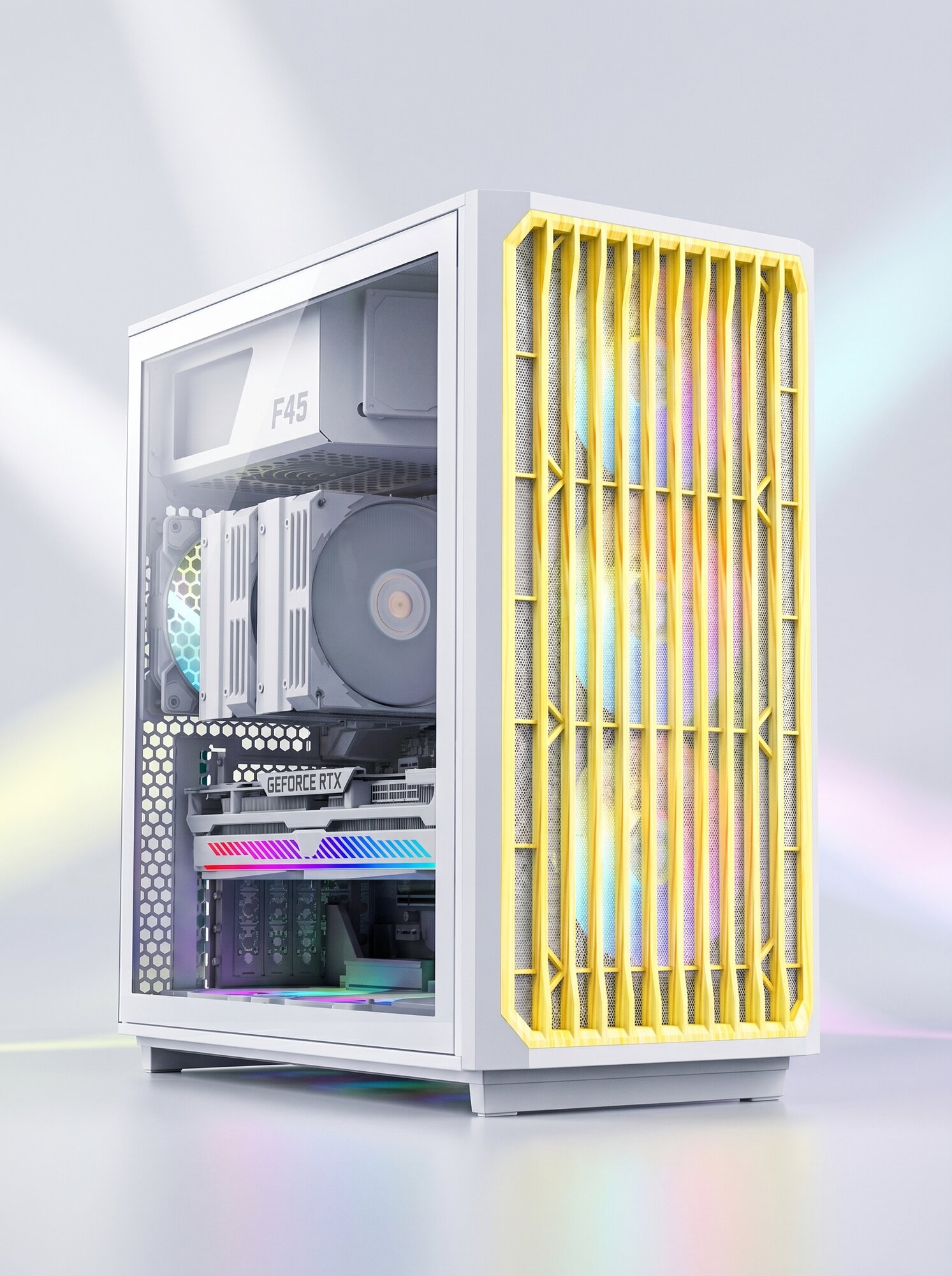 Корпус для ПК GAMEMAX F45 WW Белый Midi-Tower, ATX, закаленное стекло 2*USB3.0, 1*USB Type-C, 4*120мм