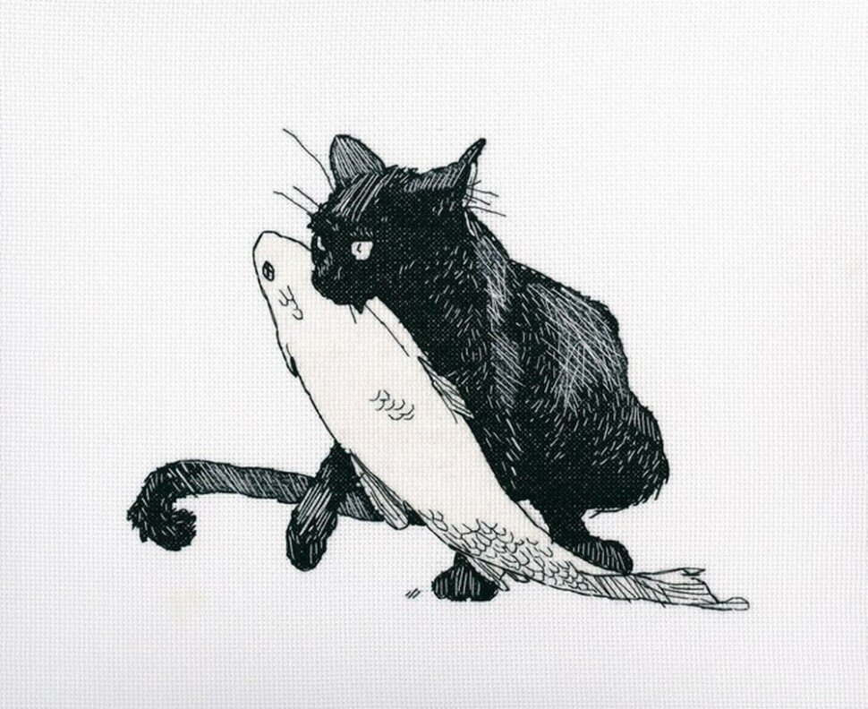 Набор для вышивания РТО #M665 Среди черных котов, Счетный крест, 23 x 18 см