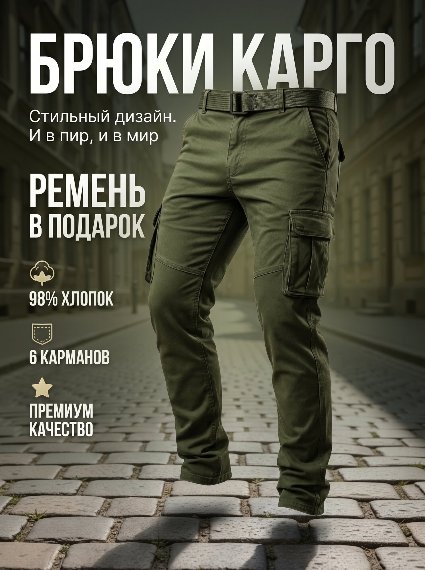 Брюки карго для брутальных мужчин