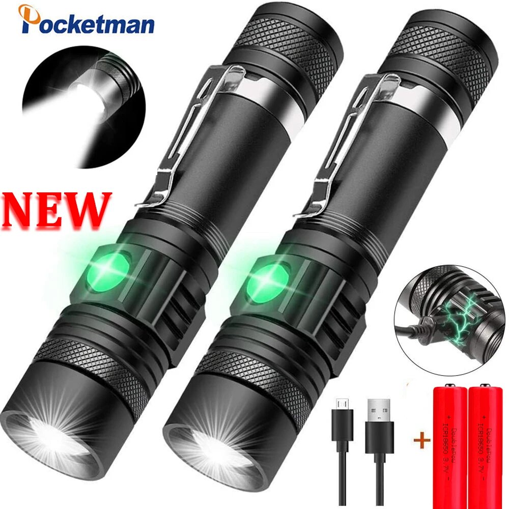 Pocketman черный USB фонарик