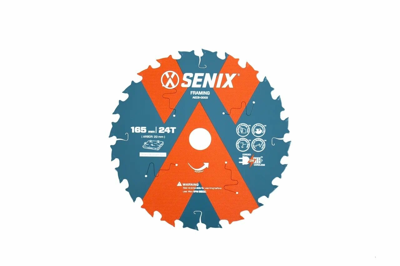 Диск пильный по дереву 165мм х 20 мм, 24Т, SENIX