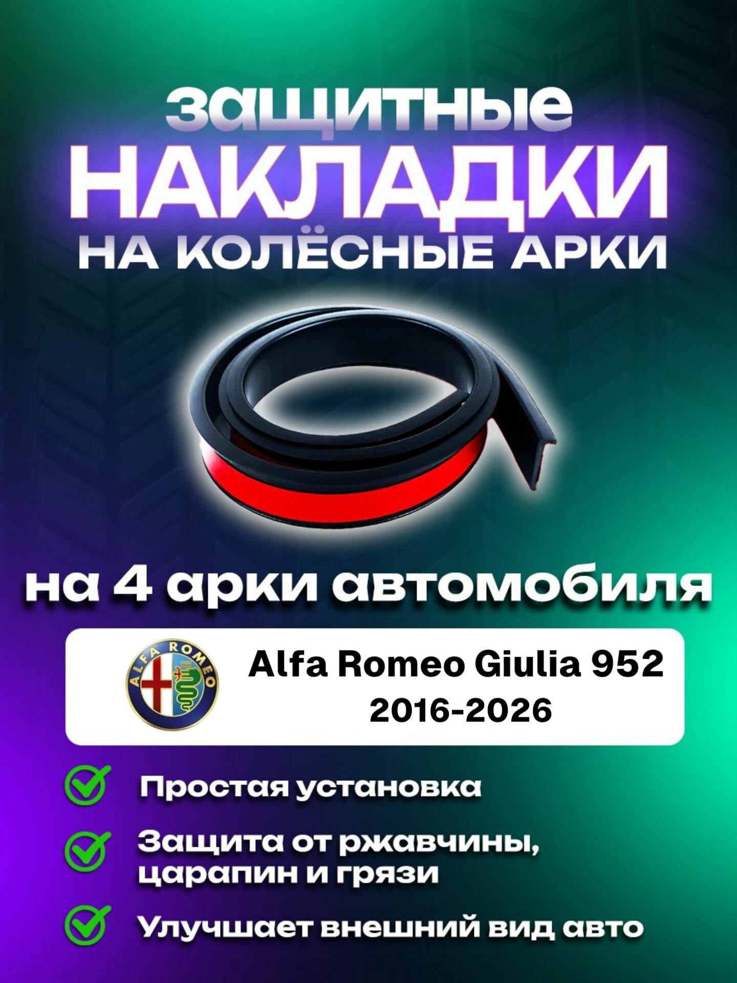 Накладки на арки Alfa Romeo Giulia 952(2016-2026)/ Альфа Ромео Джулиа 952 защитные