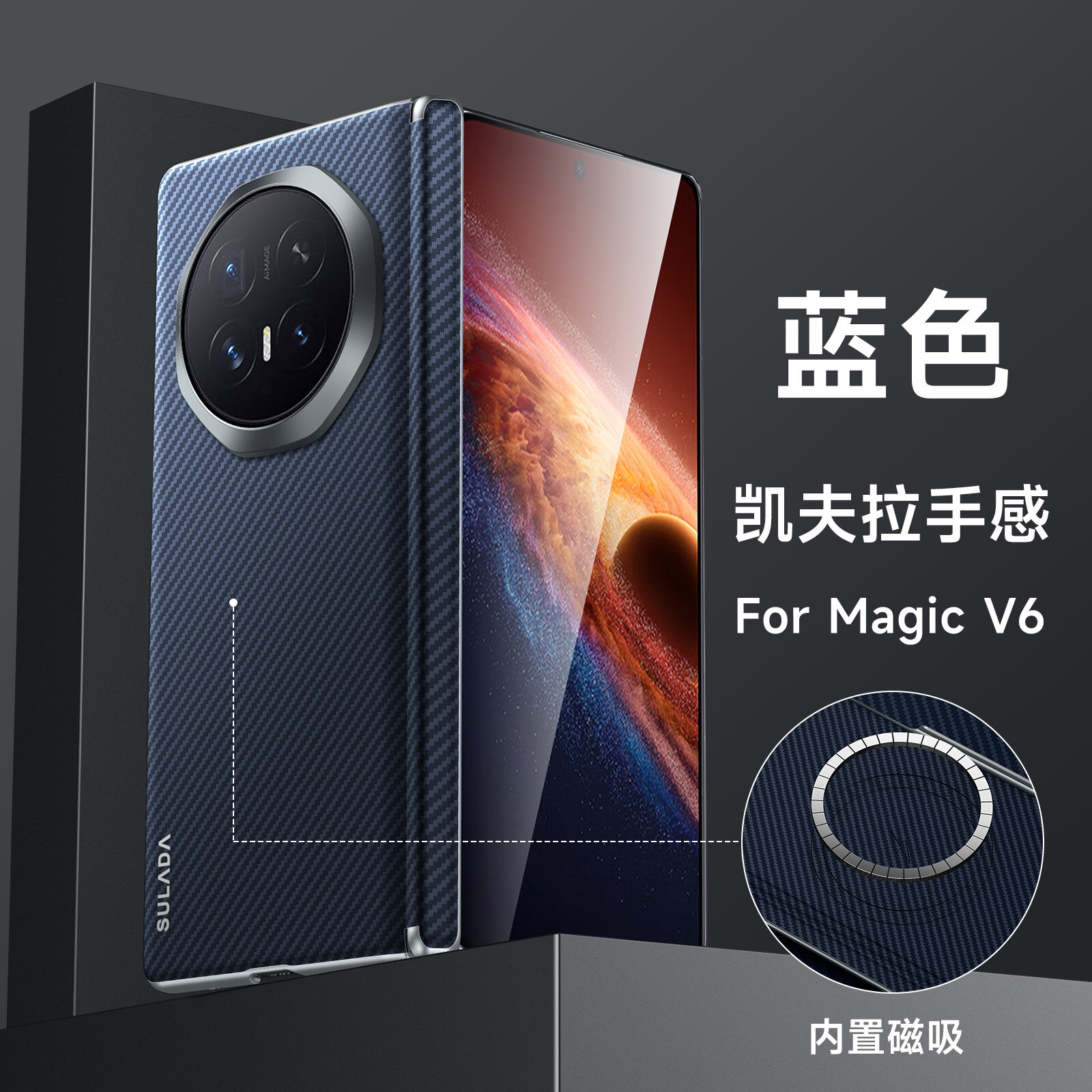 Чехол Для Honor Magic V6/Хонор Магик V6, soft touch, чехол-кардиомонитор, искусственная кожа, полиуретан (PU), защита камеры, ударопрочный, усиленные углы, Honor, Honor Magic V6, blue,