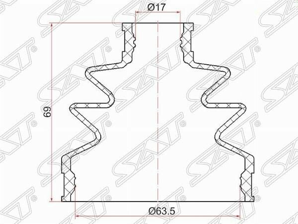 Пыльник шрусa SAT C-1716 NISSAN Qashqai J10 06-13, J11 13-/X-Trail T30, T31 07- 2 хомута, резина