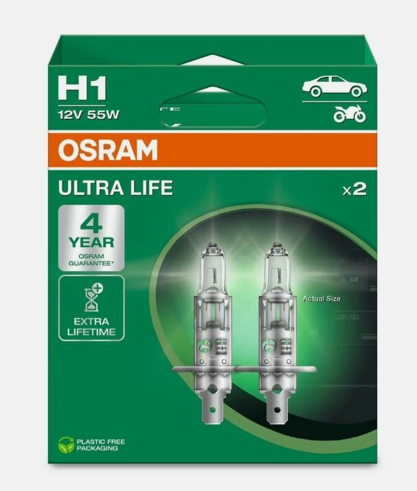 Лампа 12V H1 55W OSRAM ULTRA LIFE 2 шт. DUOBOX OSRAM 64150ULT-2HB