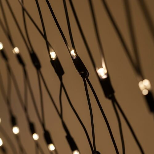 Гирлянда светодиодная "Сеть" 1.5х2м 150LED тепл. бел. IP65 220В бел. мерцание провод черн. каучук (без шнура питания) Эра Б0051895