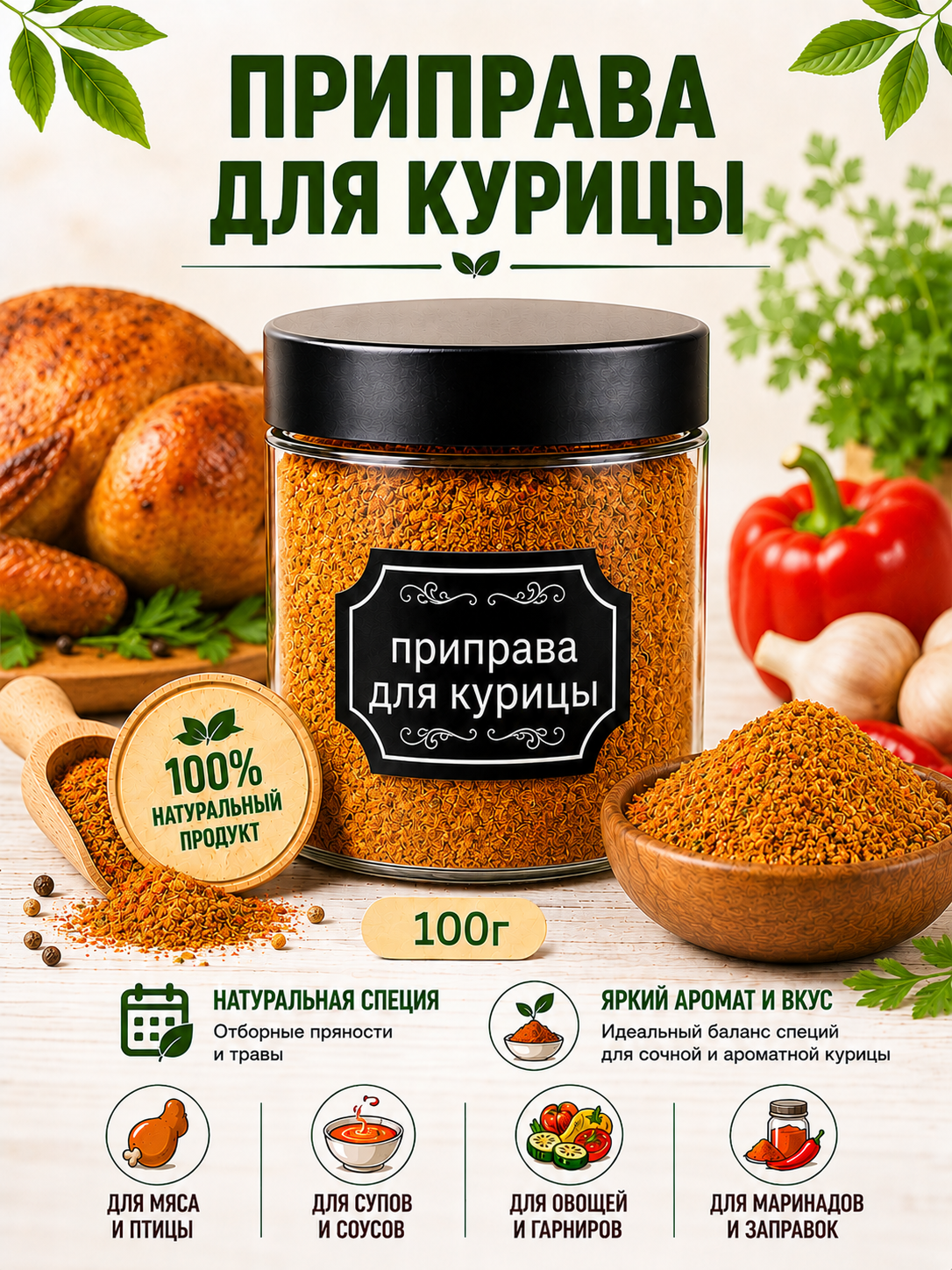 Приправа для курицы натуральная, Индия, 100г