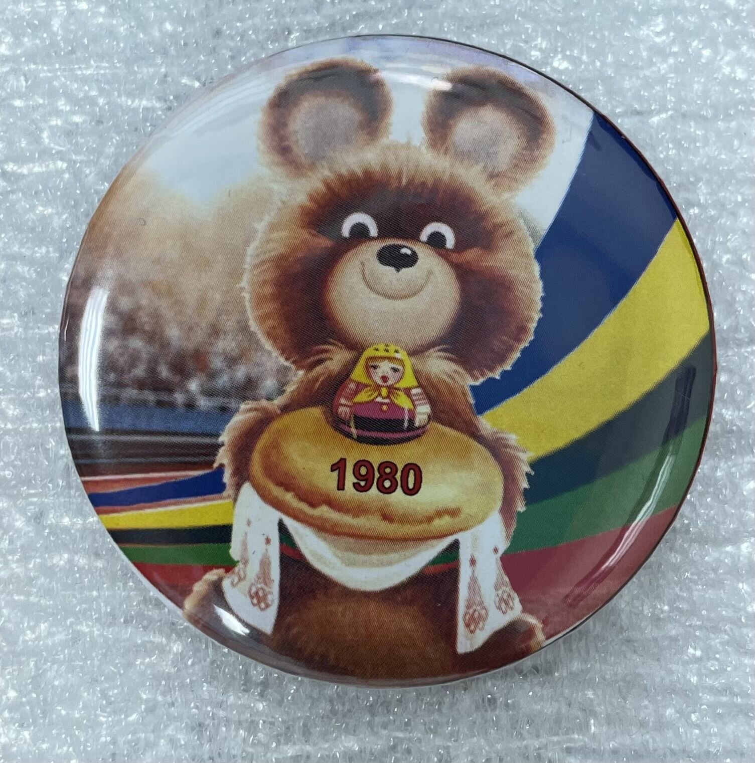Значок Олимпийские игры 1980, Олимпийский Мишка, Москва (2)