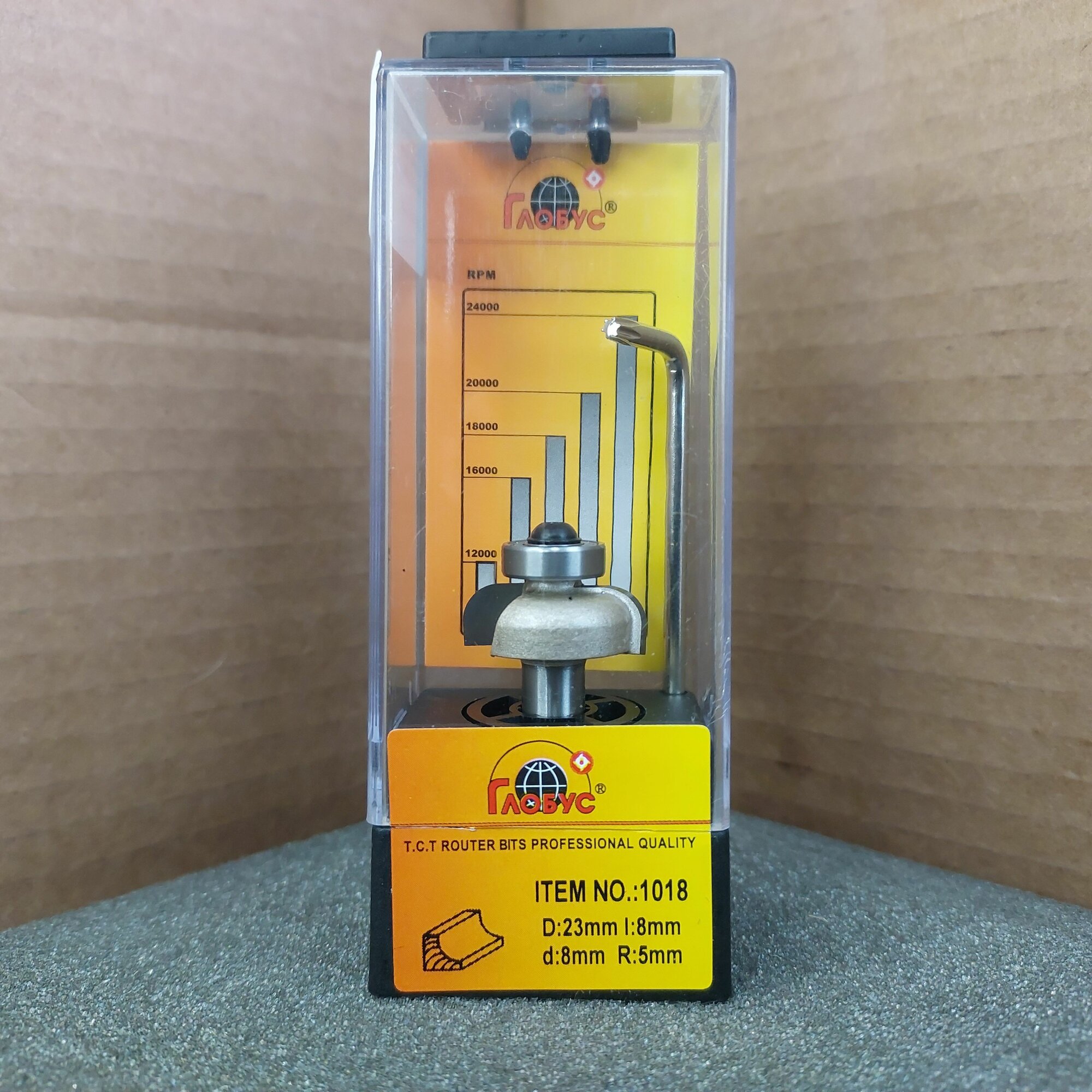 Фреза кромочная галтельная R:5mm Глобус 1018 D:23mm I:8mmd:8mm