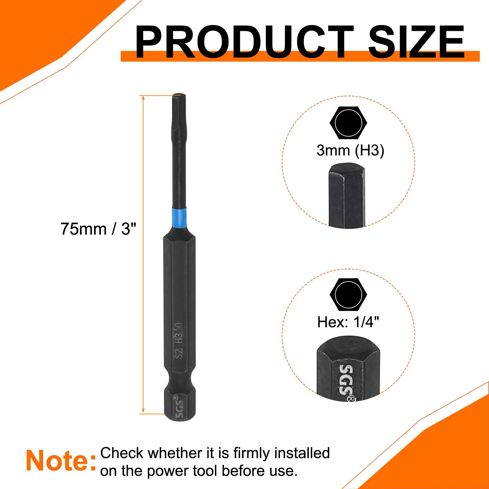 Отвертка ударная магнитная UXCELL 1/4" H3 75mm