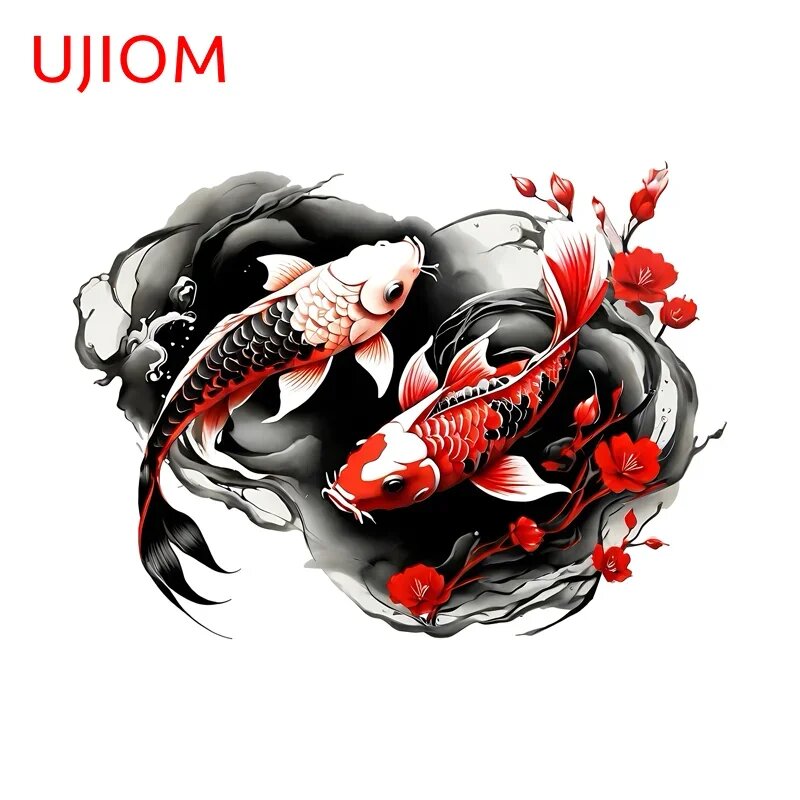 UJIOM наклейка на стену с двойными рыбками кои