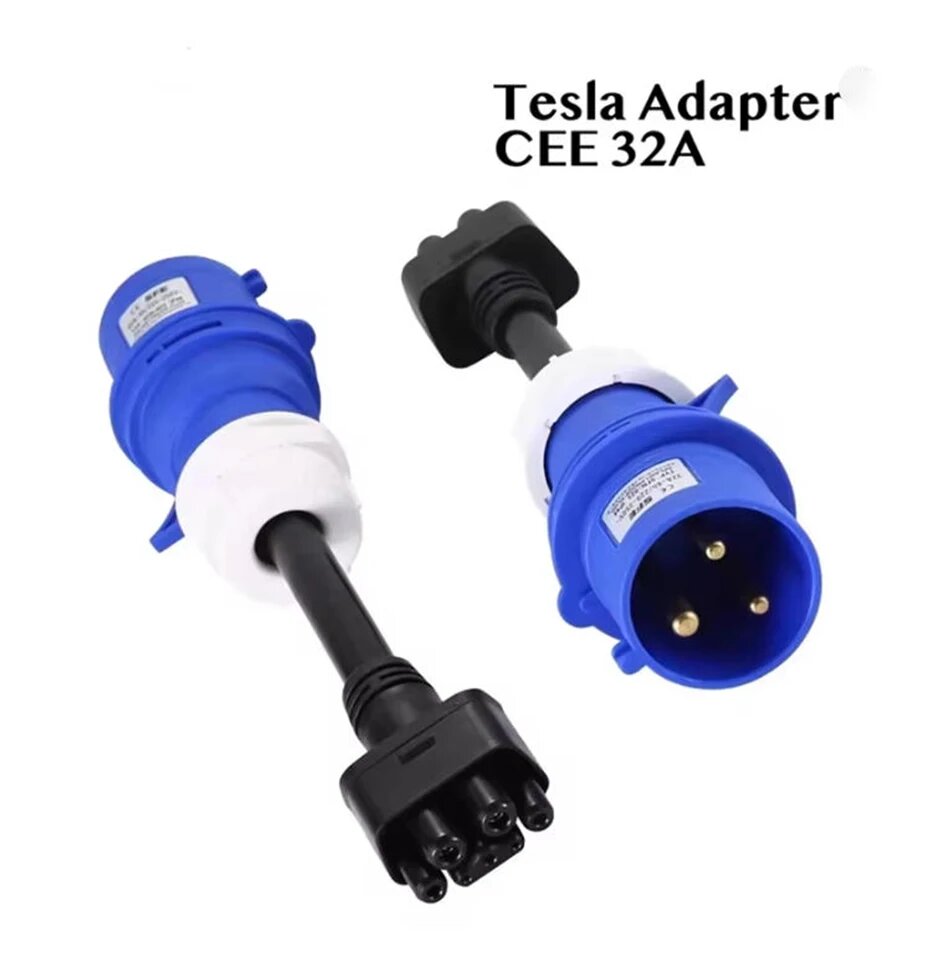 Адаптер CEE синего цвета, 3-контактный, 32А/16А, для Tesla Model S, 3, X, Y Gen 2, 32A 240V 3pin