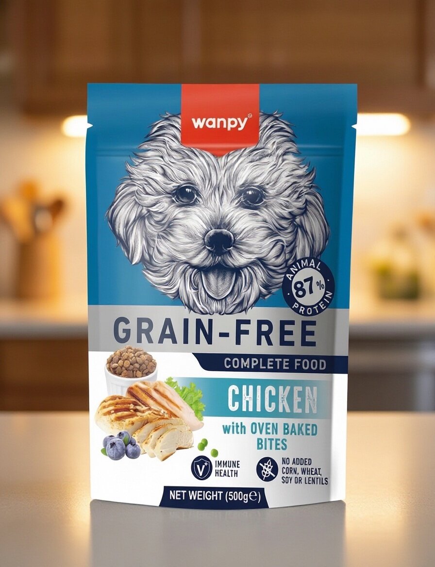 Сухой корм Wanpy Dog беззерновой с курицей для щенков, 500 гр