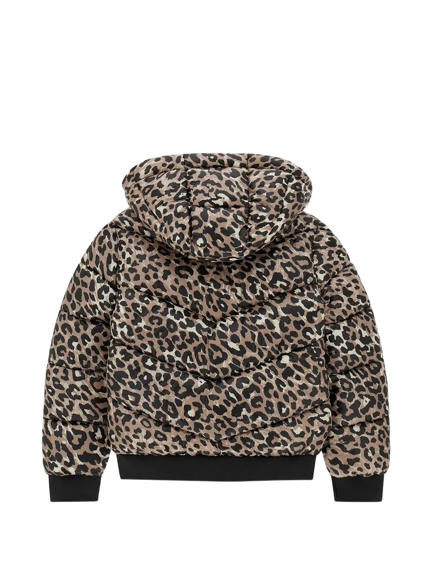 Куртка GUESS Leopard-print puffer jacket, размер 8 лет, коричневый/серый/оранжевый — фото 1
