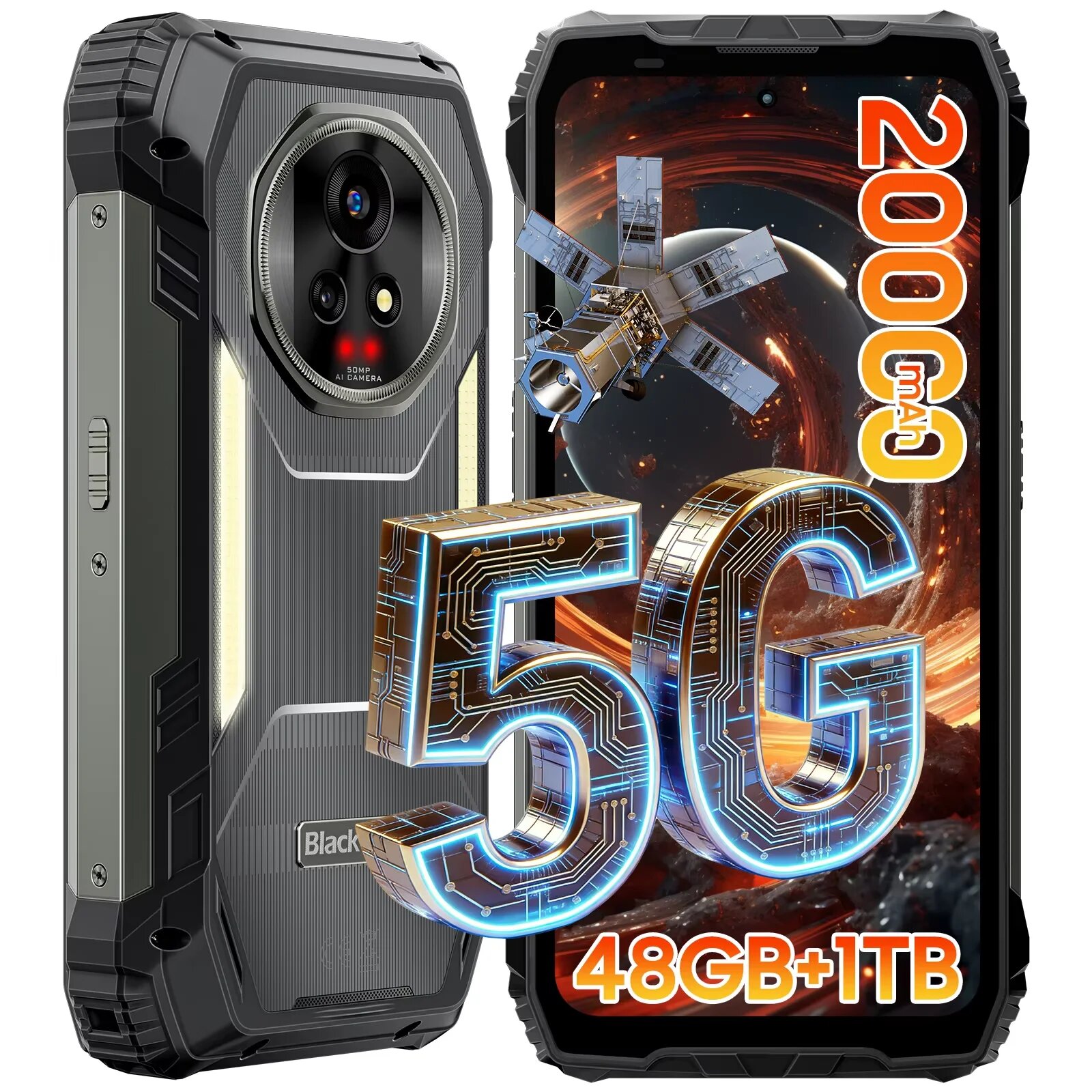 Blackview XPLORE 2 Satellite — защищенный смартфон, 20000 мАч, 6,73-дюймовый экран, 16 ГБ ОЗУ, 1 ТБ памяти.