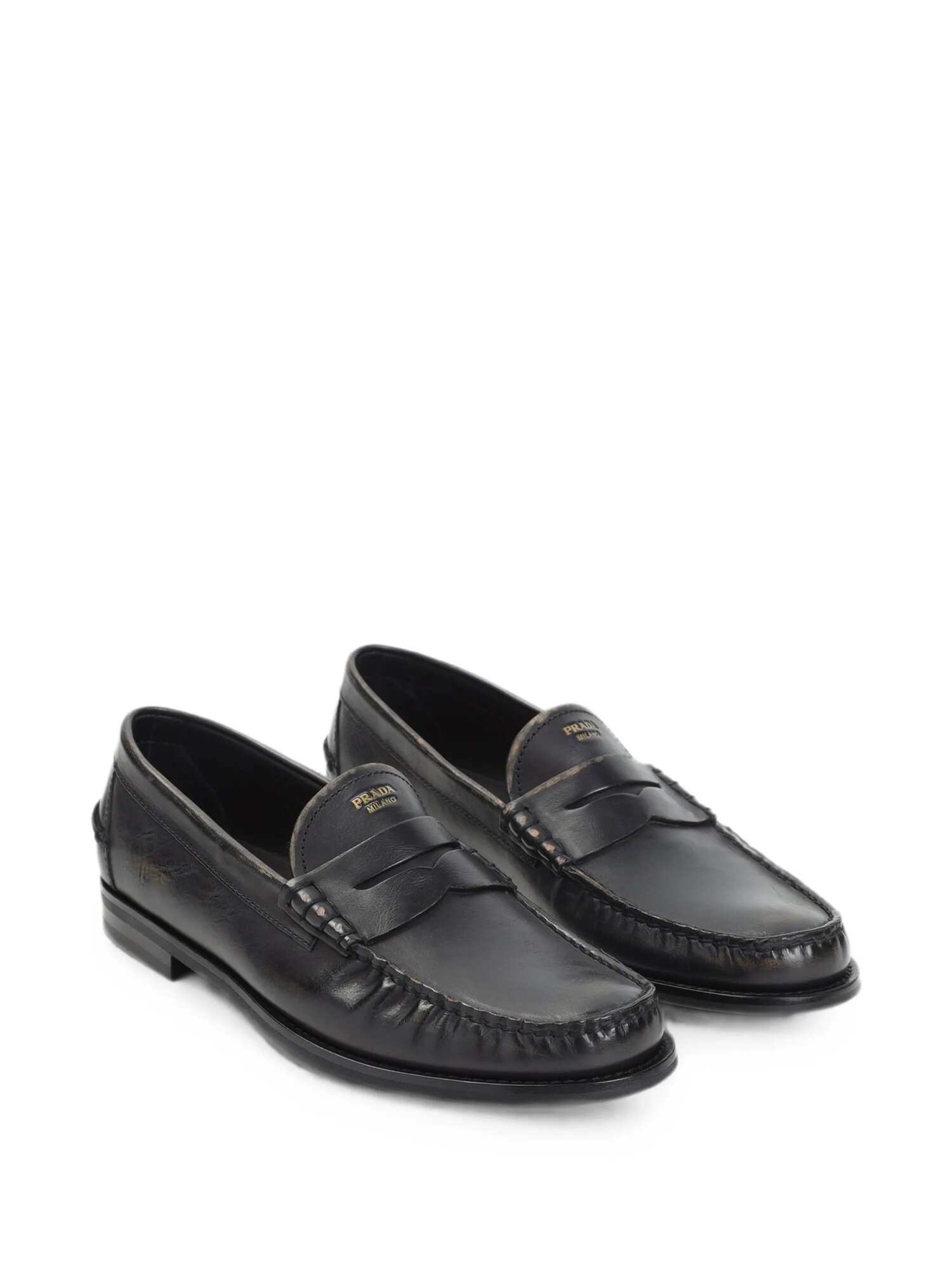 Лоферы Prada Antiqued leather loafers, размер 9.5 UK — фото 1