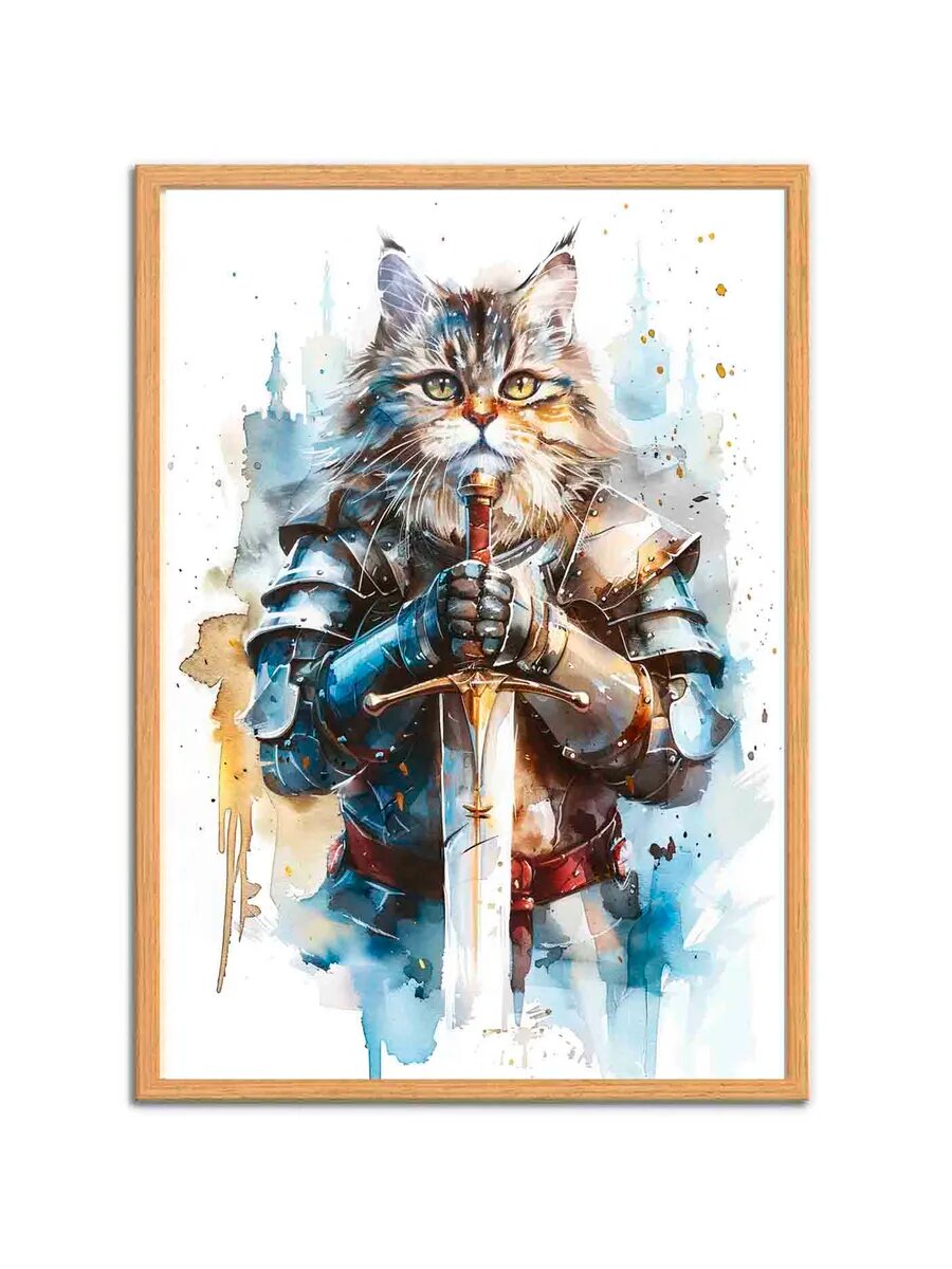 Норвежский лесной кот Рыцарь 5, Плакат 30x42см