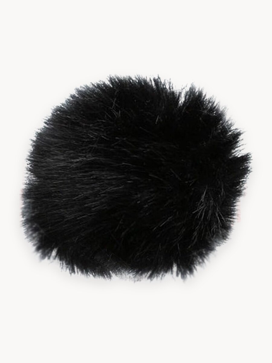 (1 штука) Поп фильтр для петлички пушистый / ветрозащита для микрофона мини размер - черный