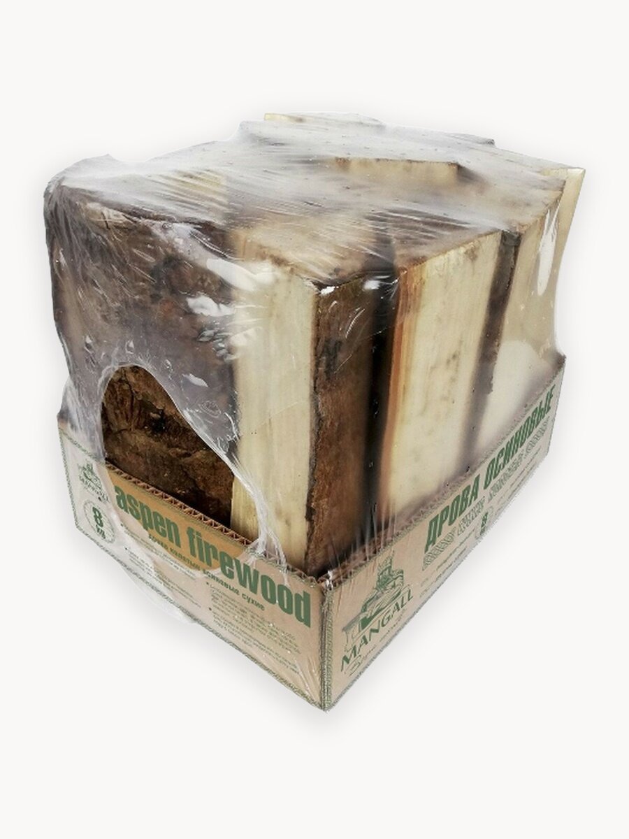 Дрова Mangall, осиновые, колотые, камерной сушки, для камина, печи, гриля, шашлыка, 8кг