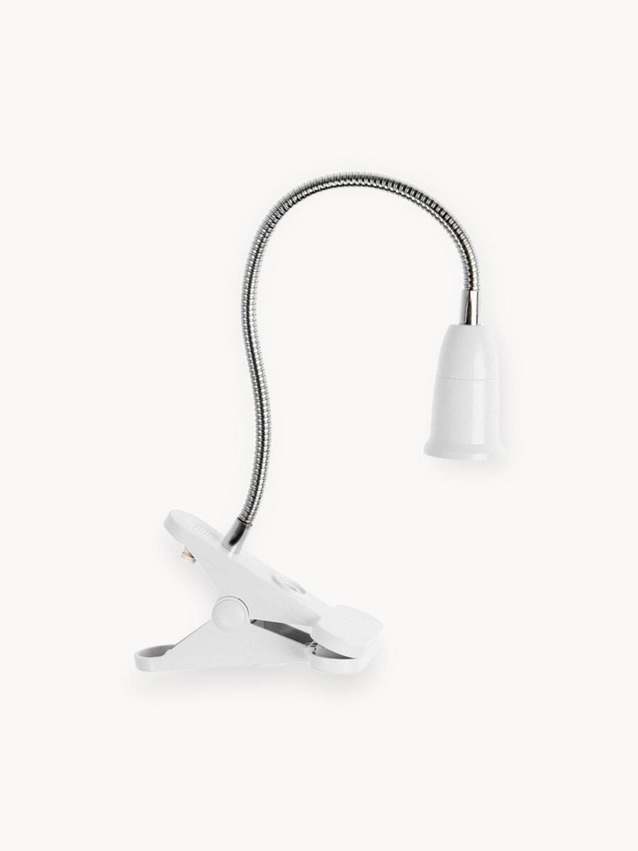 Патрон на гибкой ножке под лампу, E27, 30 см, с выключателем, 220 В, белый