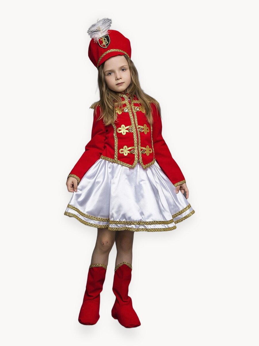 Карнавальный костюм детский "Мажоретка" для девочки с кивером