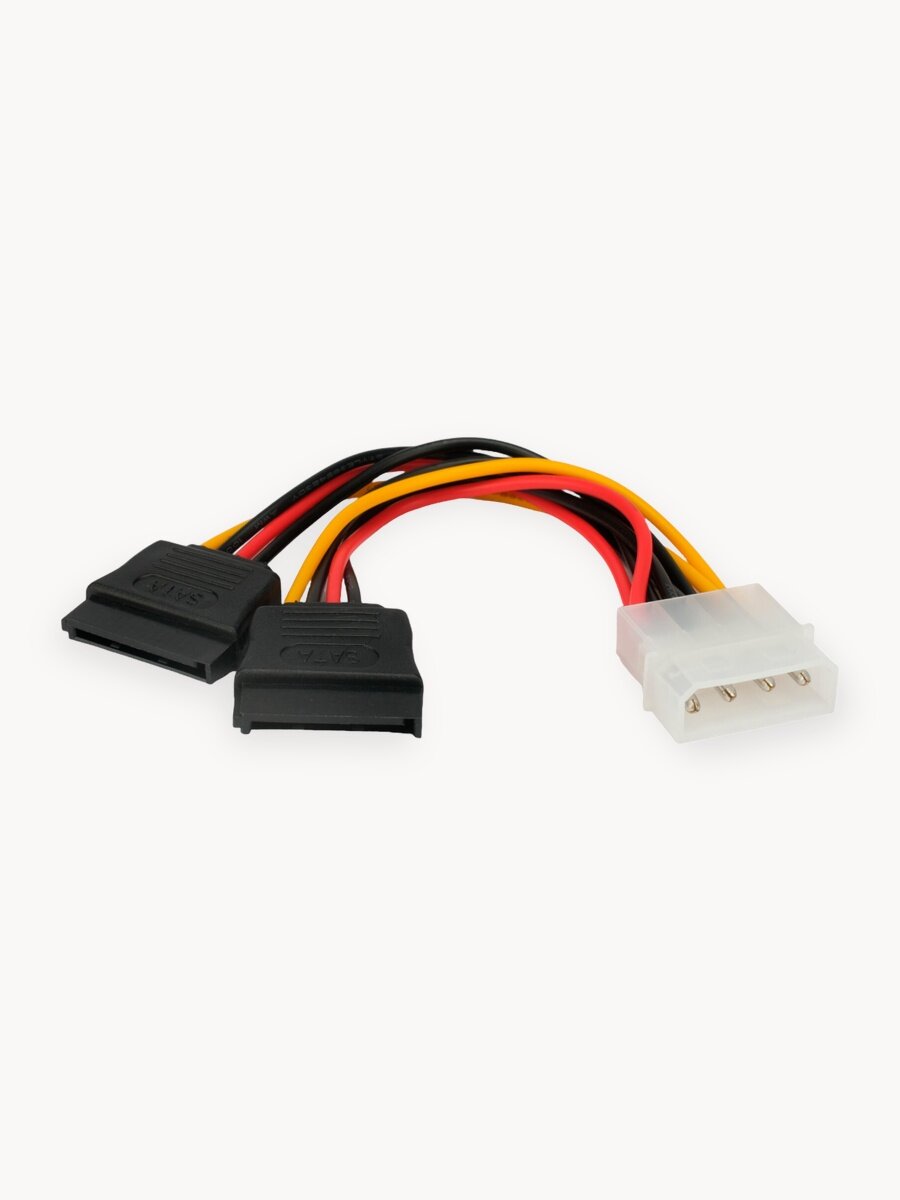 Разветвитель SATA Cablexpert с разъемами Molex 4pin(M) / 2xSata15pin(F) медный проводник 15 см CC-SATA-PSY