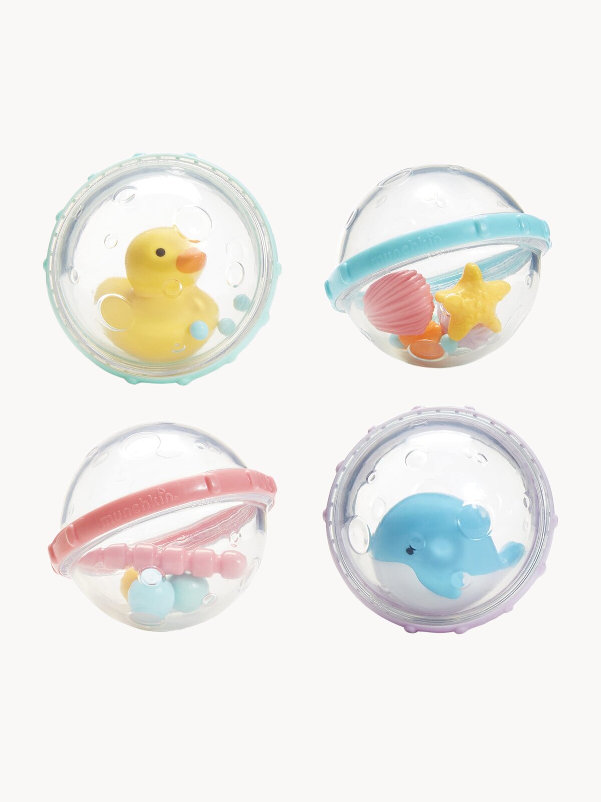 Игрушка для ванны Munchkin "Пузыри-Поплавки", 4 шт, пластик, разноцветные, 6x6x6 см
