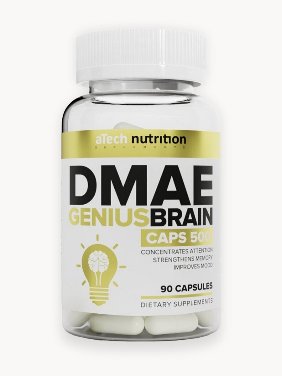 DMAE aTech nutrition «GENIUS BRAIN» дмаэ, природный ноотроп, БАД 90 капсул