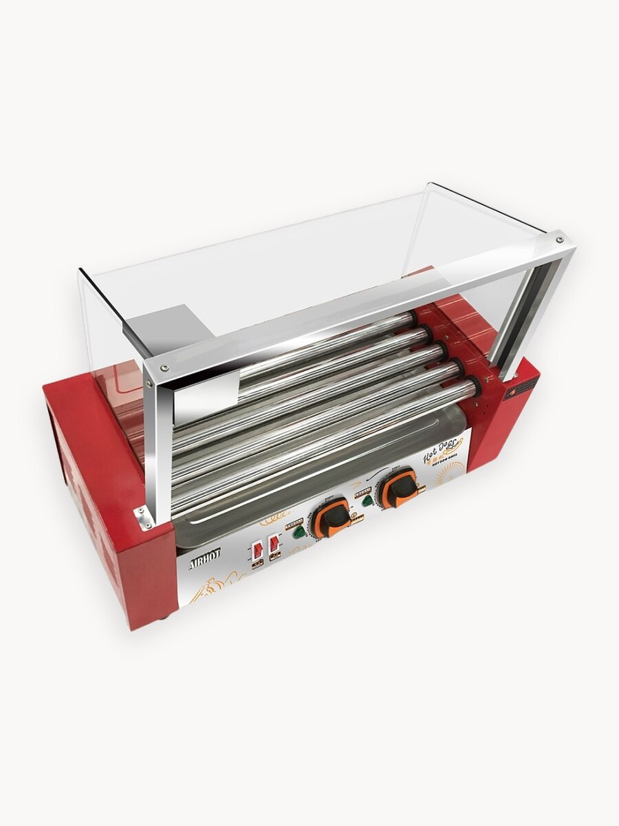 Гриль роликовый AIRHOT аппарат для хот-догов с защитным экраном RG-5S
