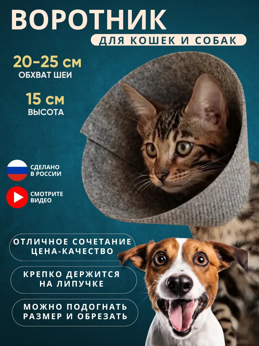Воротник для кошек и собак защитный 20-25 см.