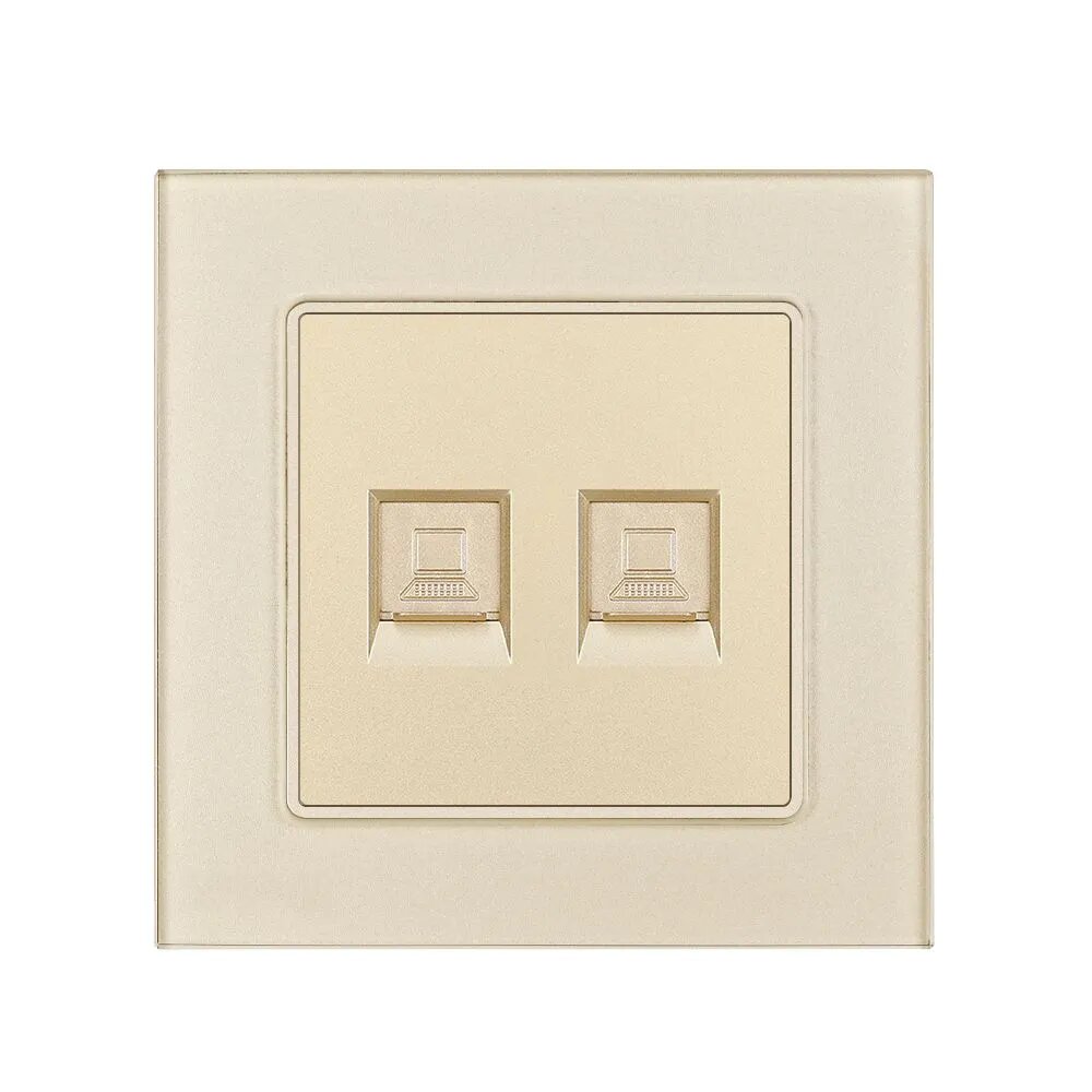 Розетка компьютерная двойная 1-местная RJ-45 cat6 Золотой + Рамка 1 шт в комплекте.