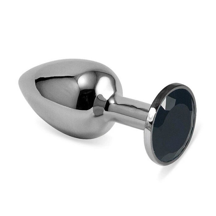 Анальная пробка «LaViba»металлическая с черным кристаллом, с мешочком для хранения