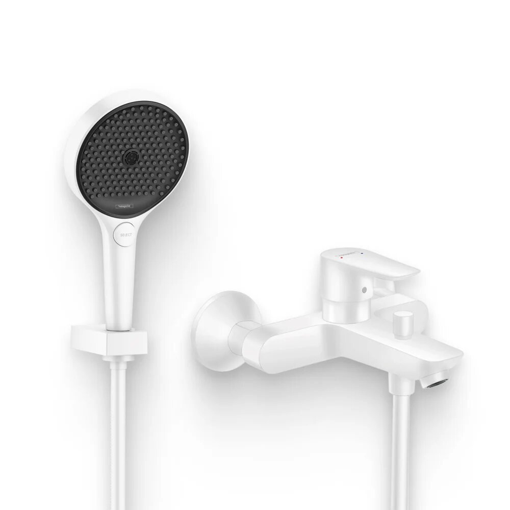 Душевой комплект Смеситель Hansgrohe Talis E 71740700 / Гарнитур Rainfinity 26851700, матовый белый