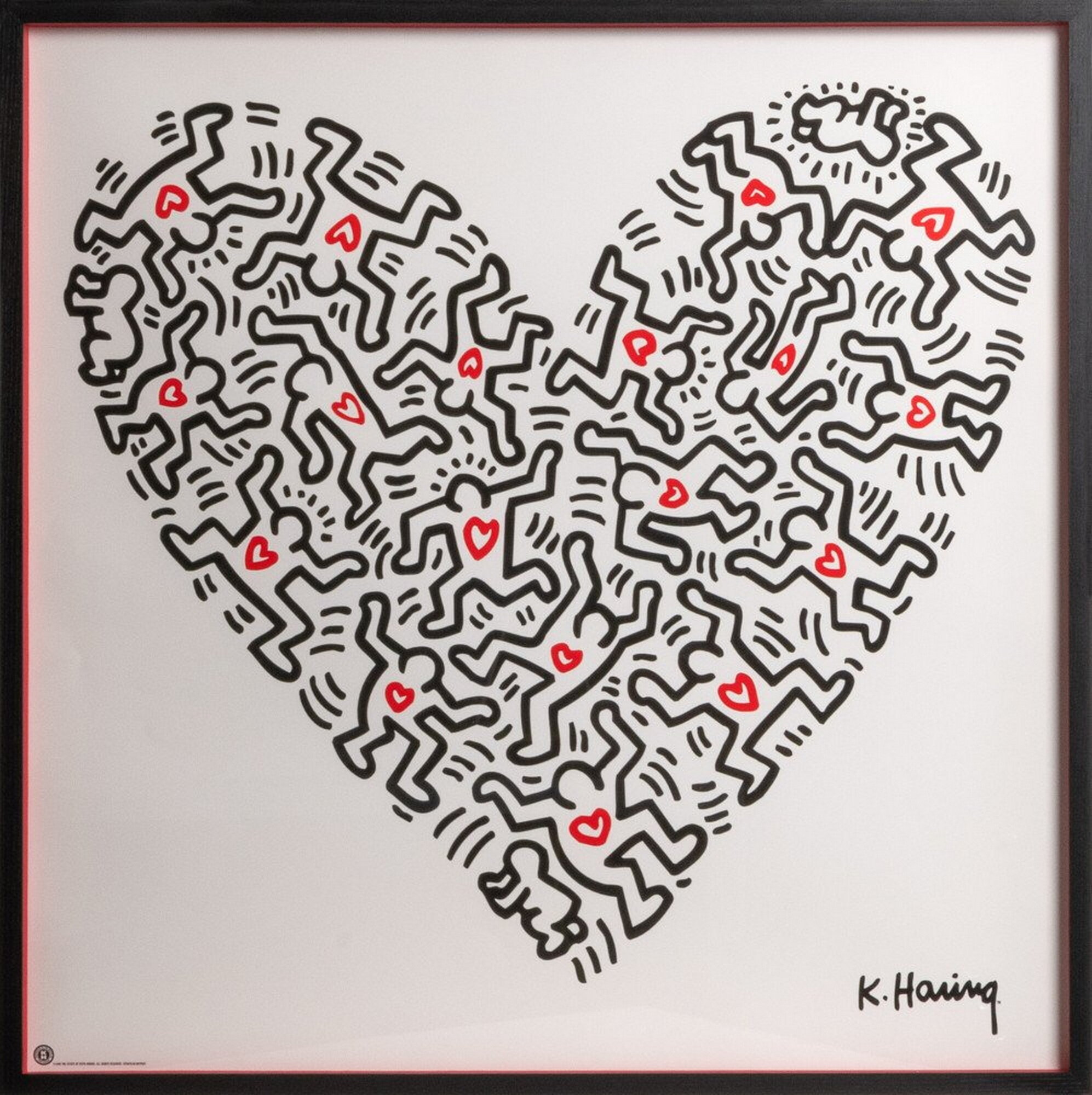Плакат, постер Харинг: Танцующие сердца» на холсте, размер 30х42см