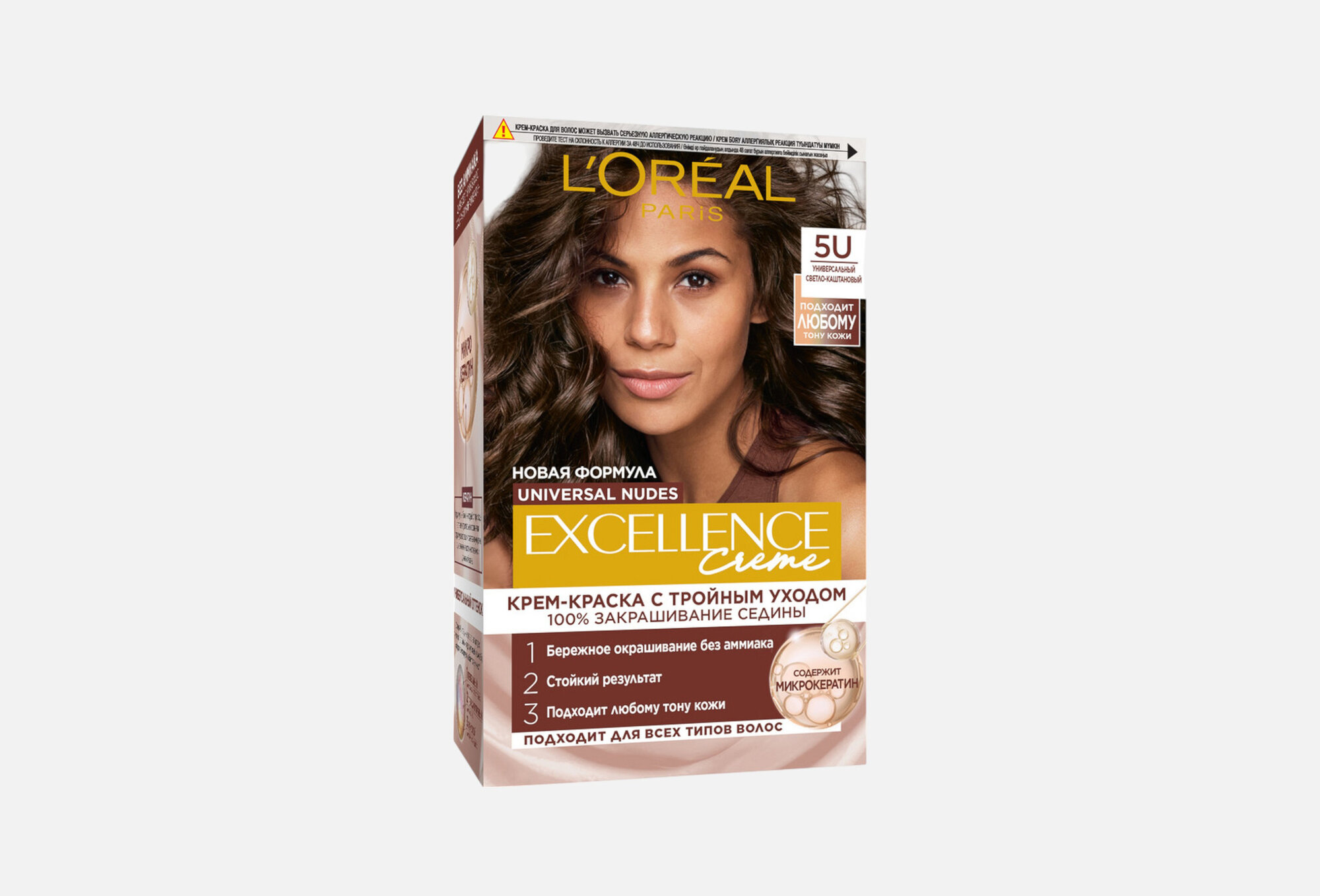 Крем-краска для волос L'OREAL PARIS Excellence Crème 5U, Универсальный светло-каштановый