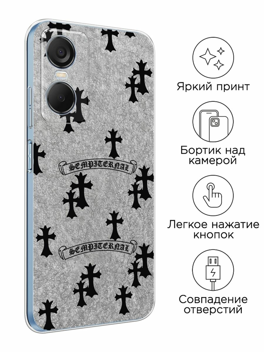 Чехол на Tecno Pop 6 pro / Техно Поп 6 Про с принтом "Кресты паттерн 3" — фото 1