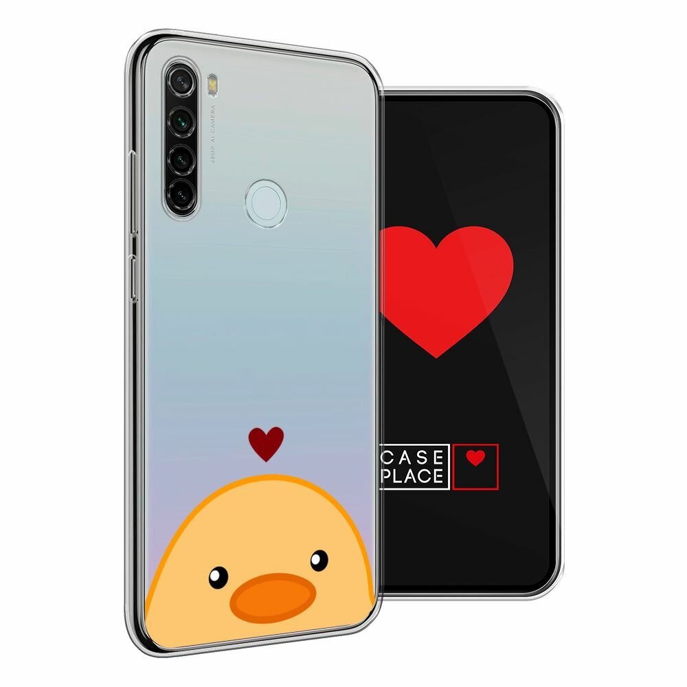 Чехол на Xiaomi Redmi Note 8T / Сяоми Редми Нот 8Т с принтом "Влюблённая уточка - 14 февраля", прозрачный — фото 1